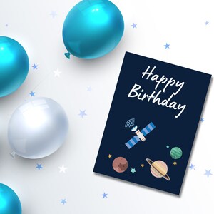 Printable Space Birthday Card, Downloadable Space Birthday Card, Cosmos ...