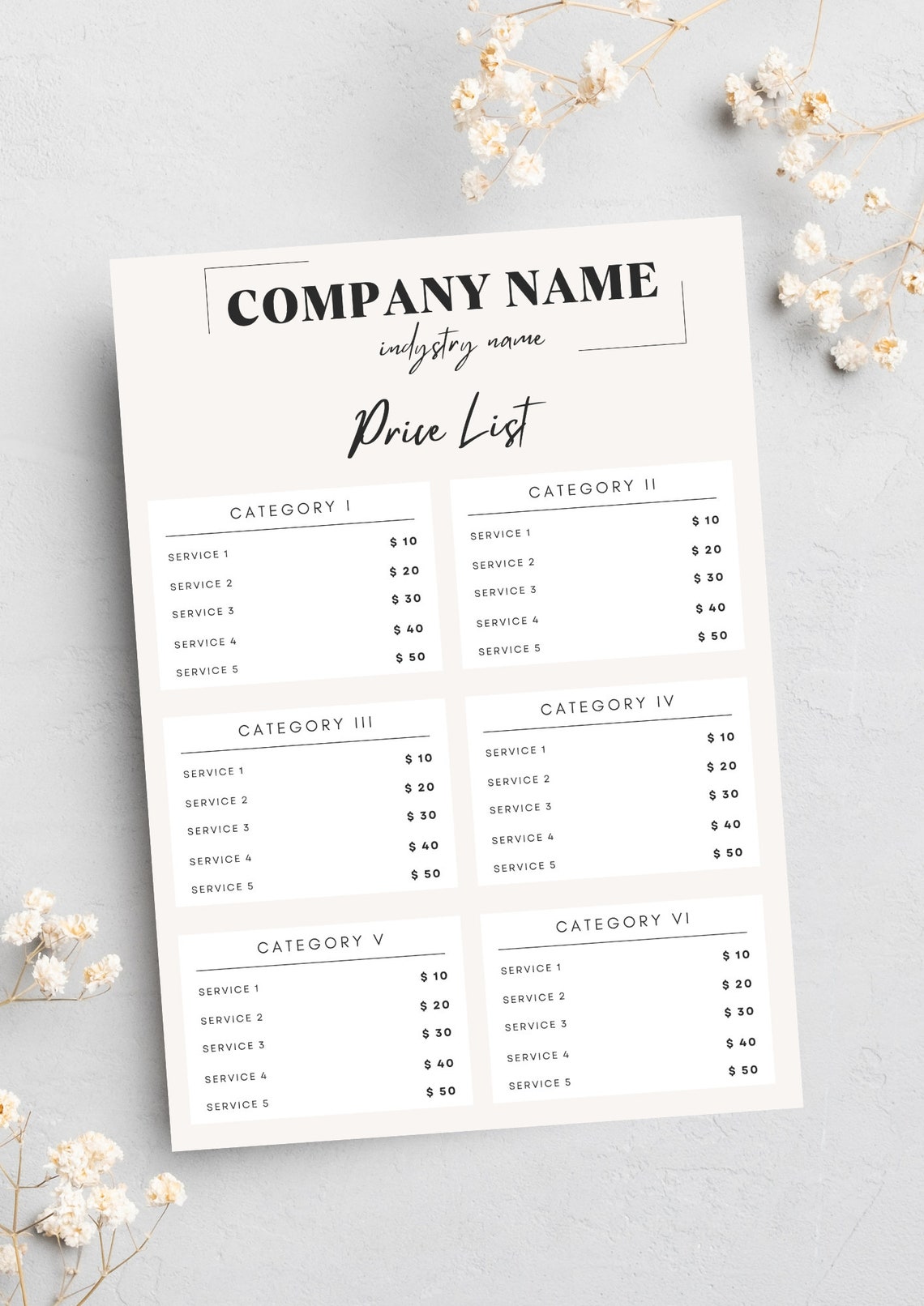 Canva Price List Template, Pricelist Template - Etsy Canada