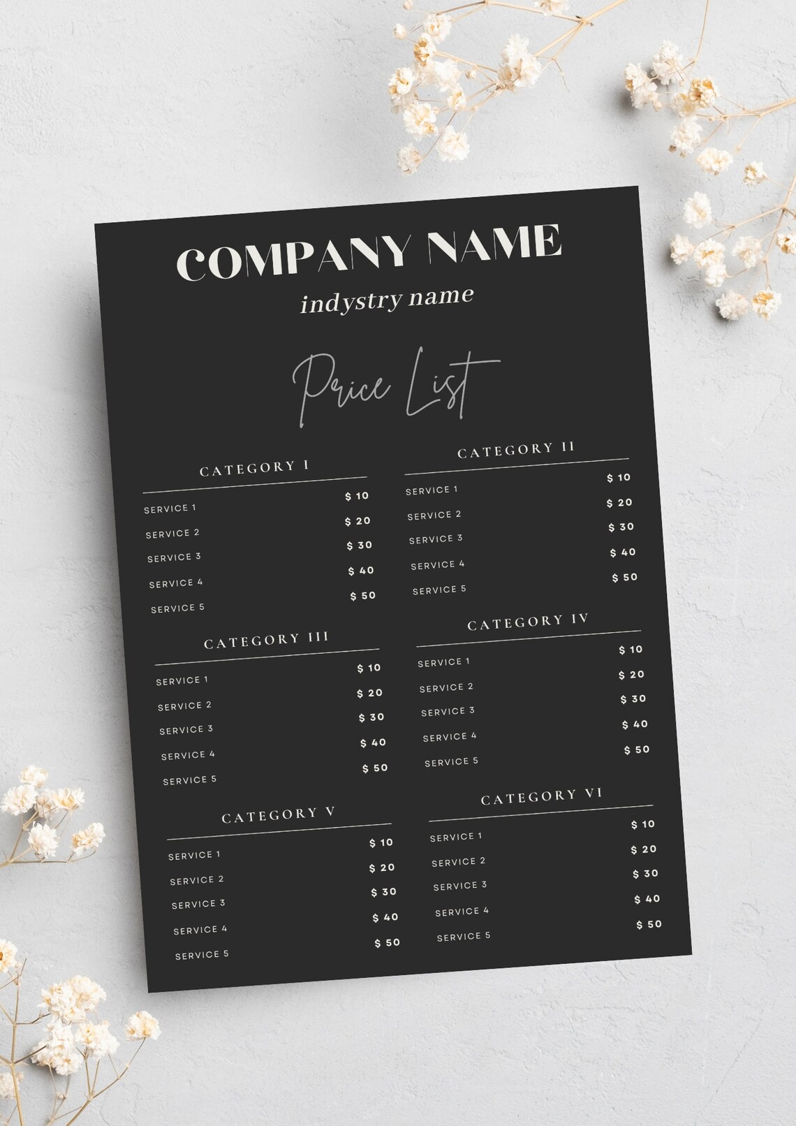 Canva Price List Template, Pricelist Template - Etsy