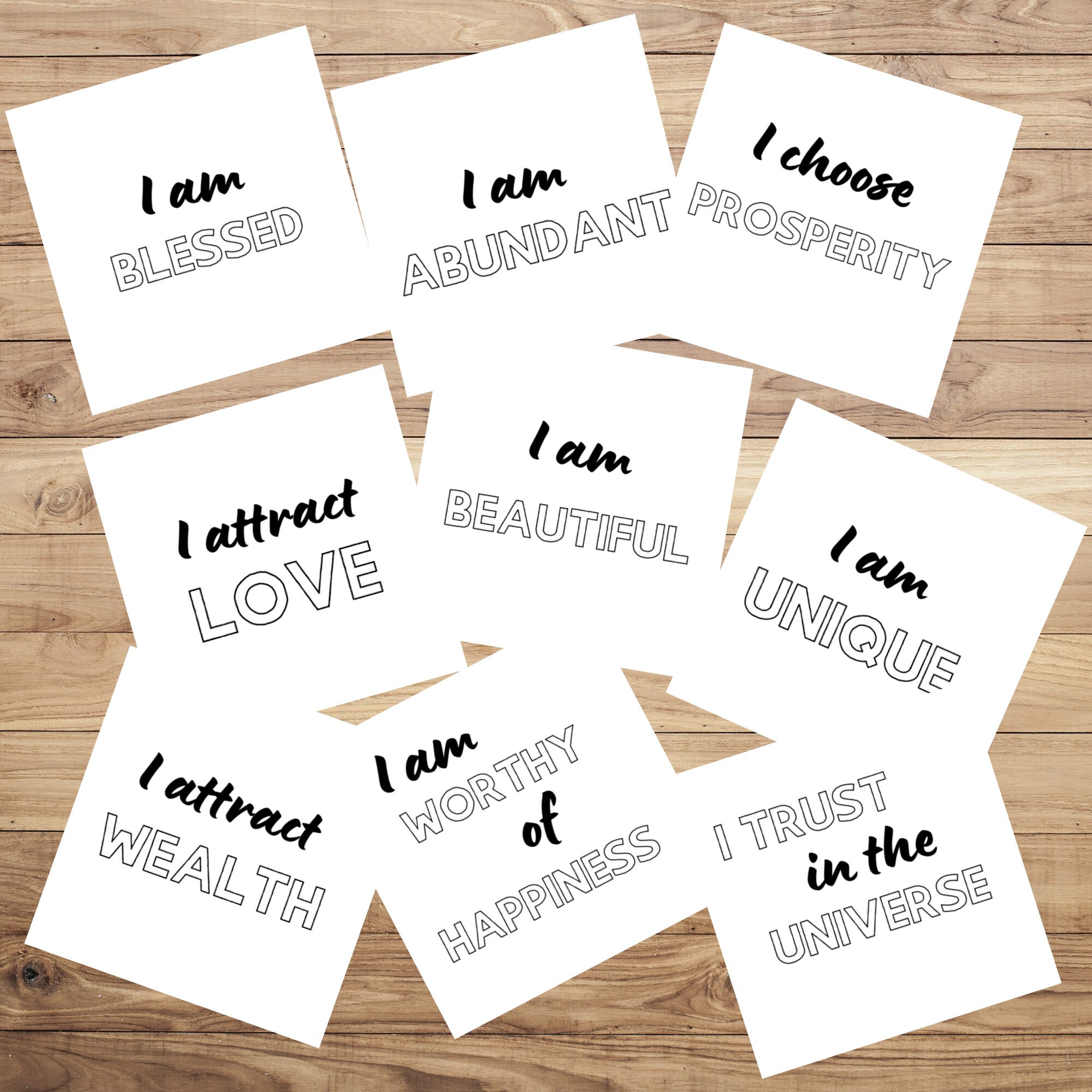 24 Printable Coloring Affirmations Cards - Etsy