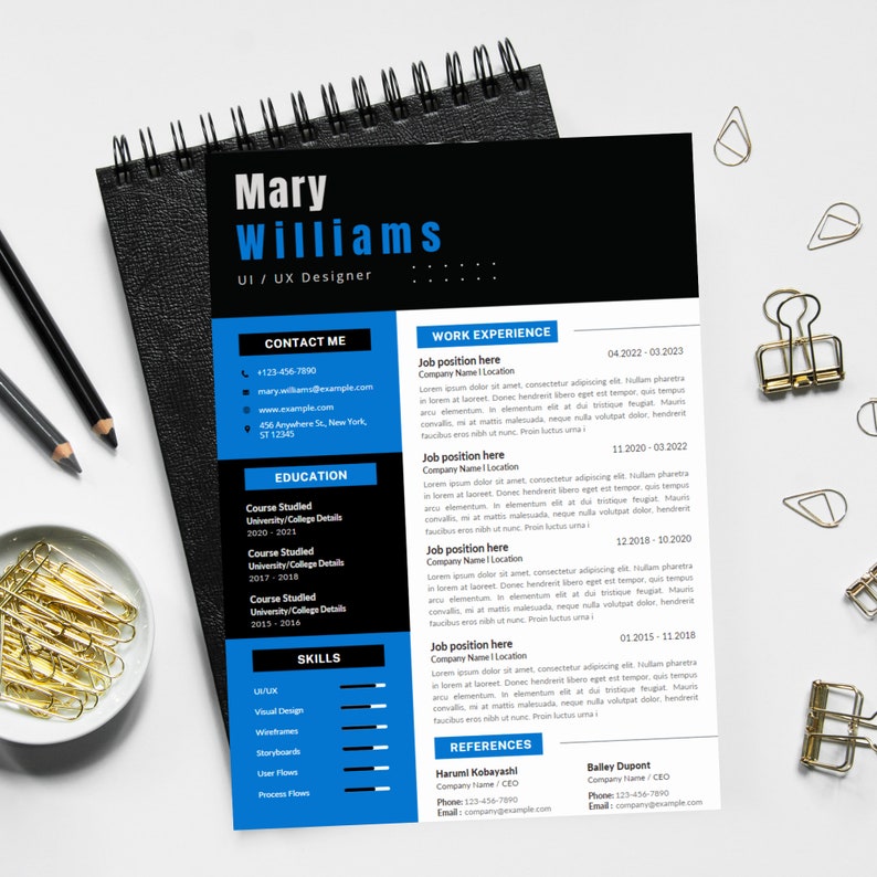 Printable Designer CV Template and Cover Letter - Etsy