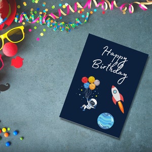 Printable Space Birthday Card, Downloadable Space Birthday Card, Cosmos ...