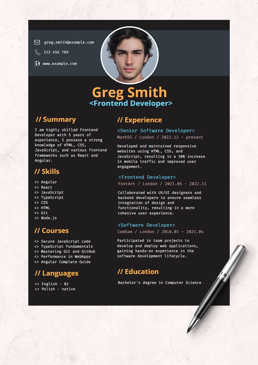 Printable Developer CV Template and Cover Letter - Etsy