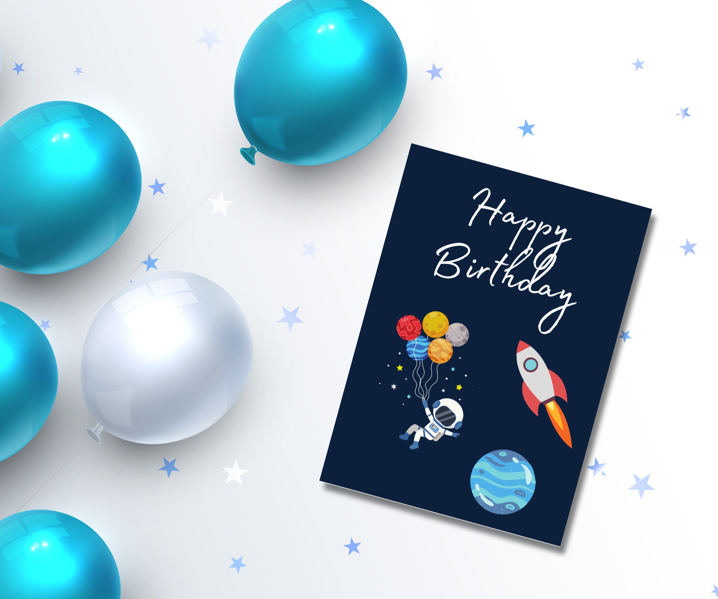 Printable Space Birthday Card, Downloadable Space Birthday Card, Cosmos ...