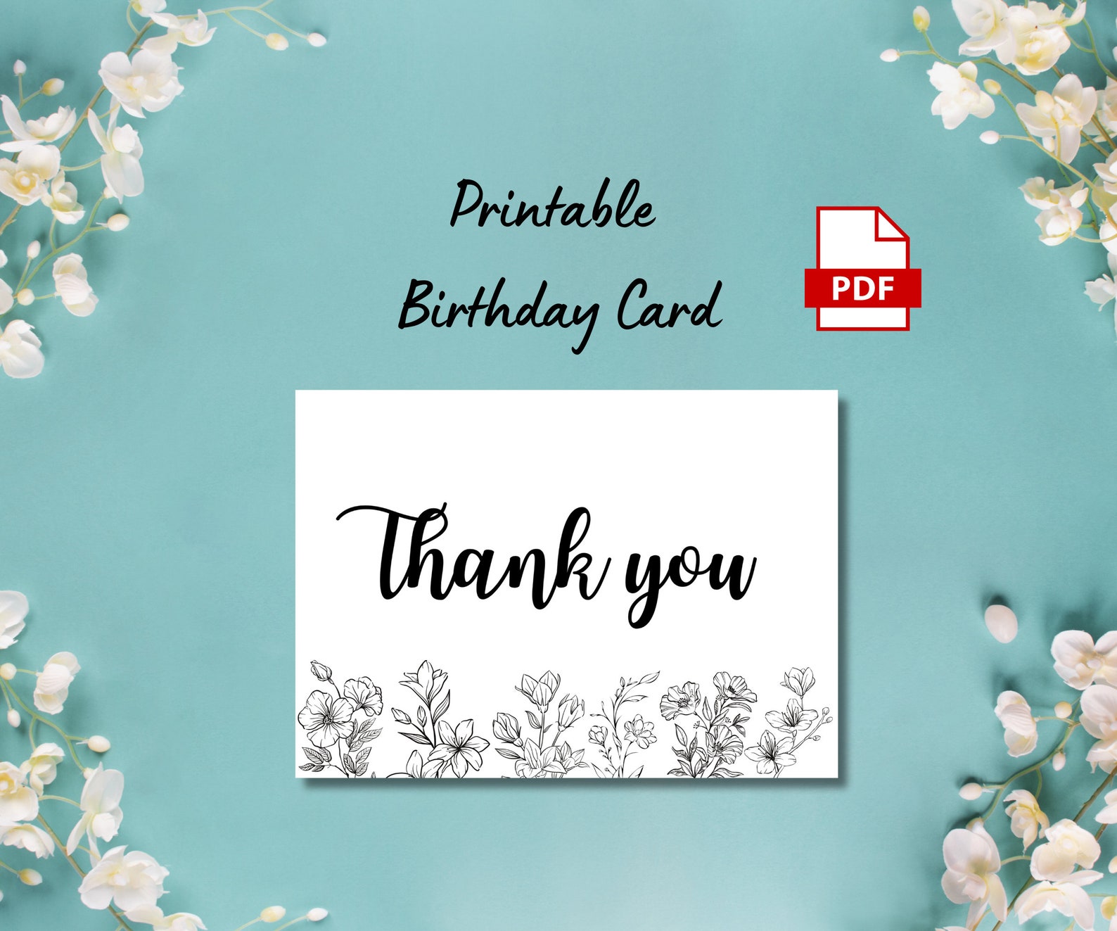 Printable Thankyou Card, Thank You Card - Etsy