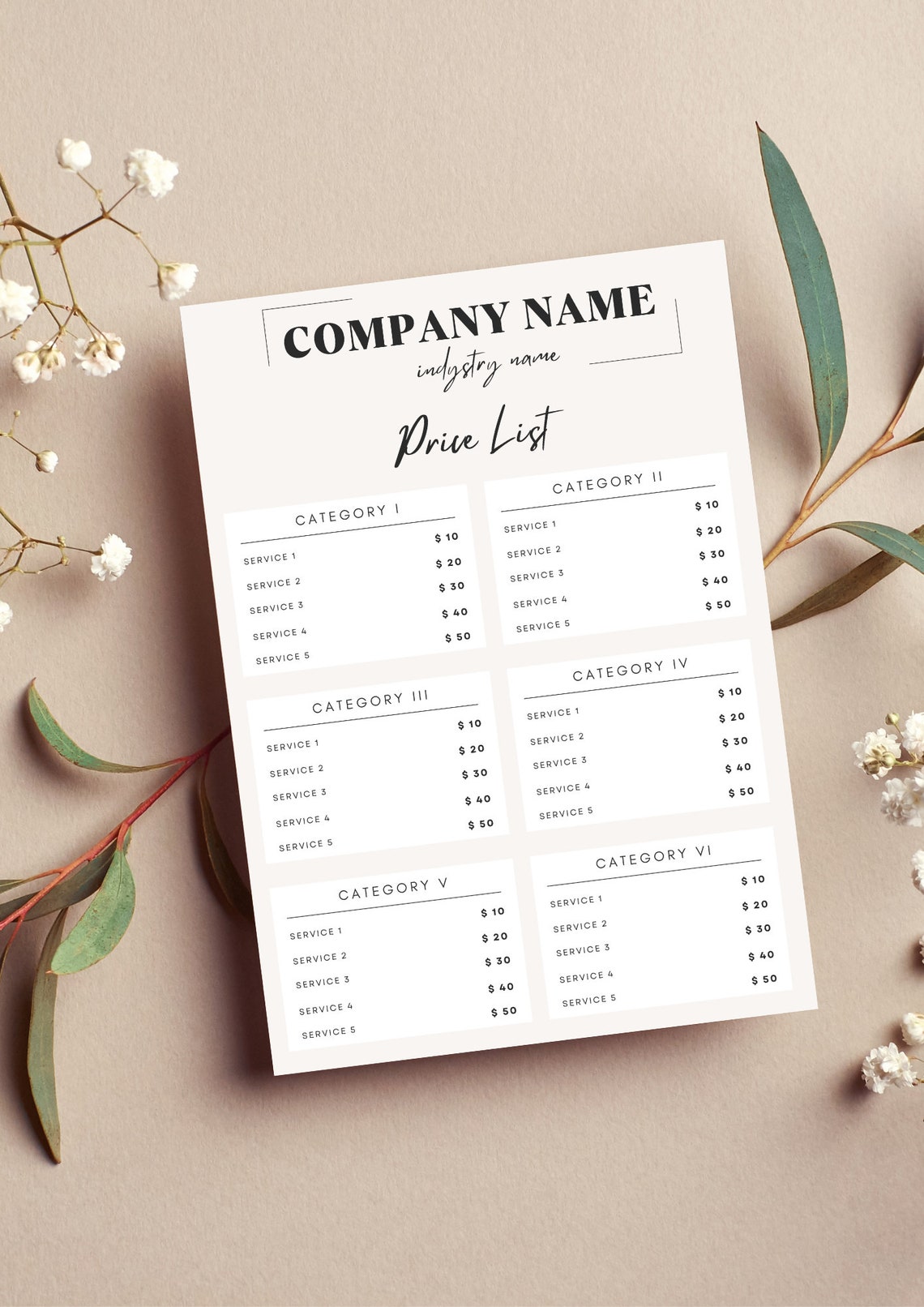 Canva Price List Template, Pricelist Template - Etsy Canada