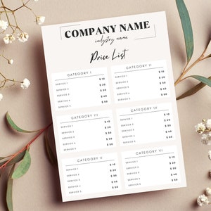 Canva Price List Template, Pricelist Template - Etsy Canada