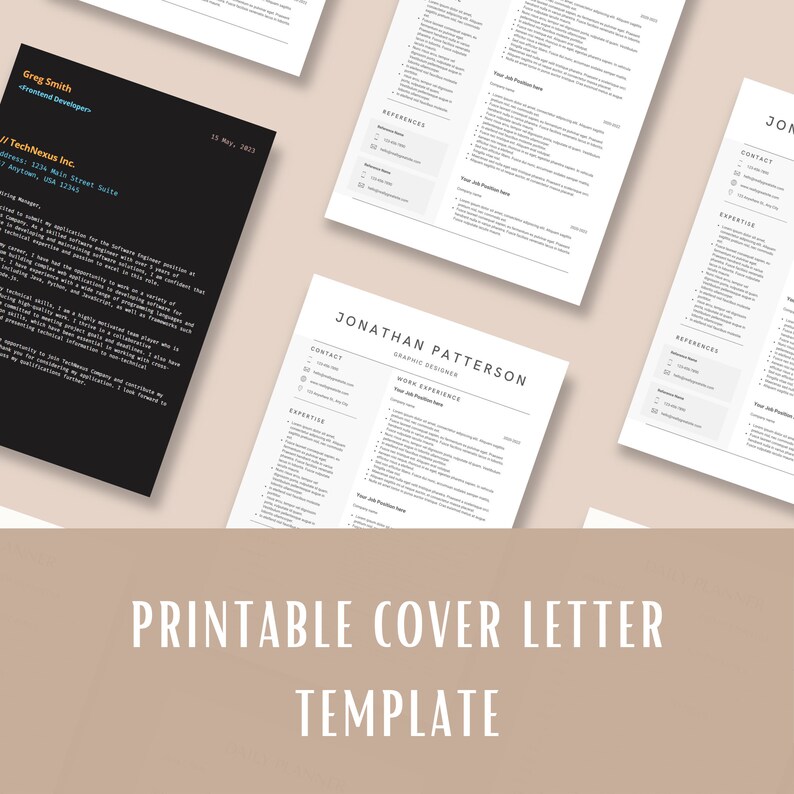 Printable Developer CV Template and Cover Letter - Etsy
