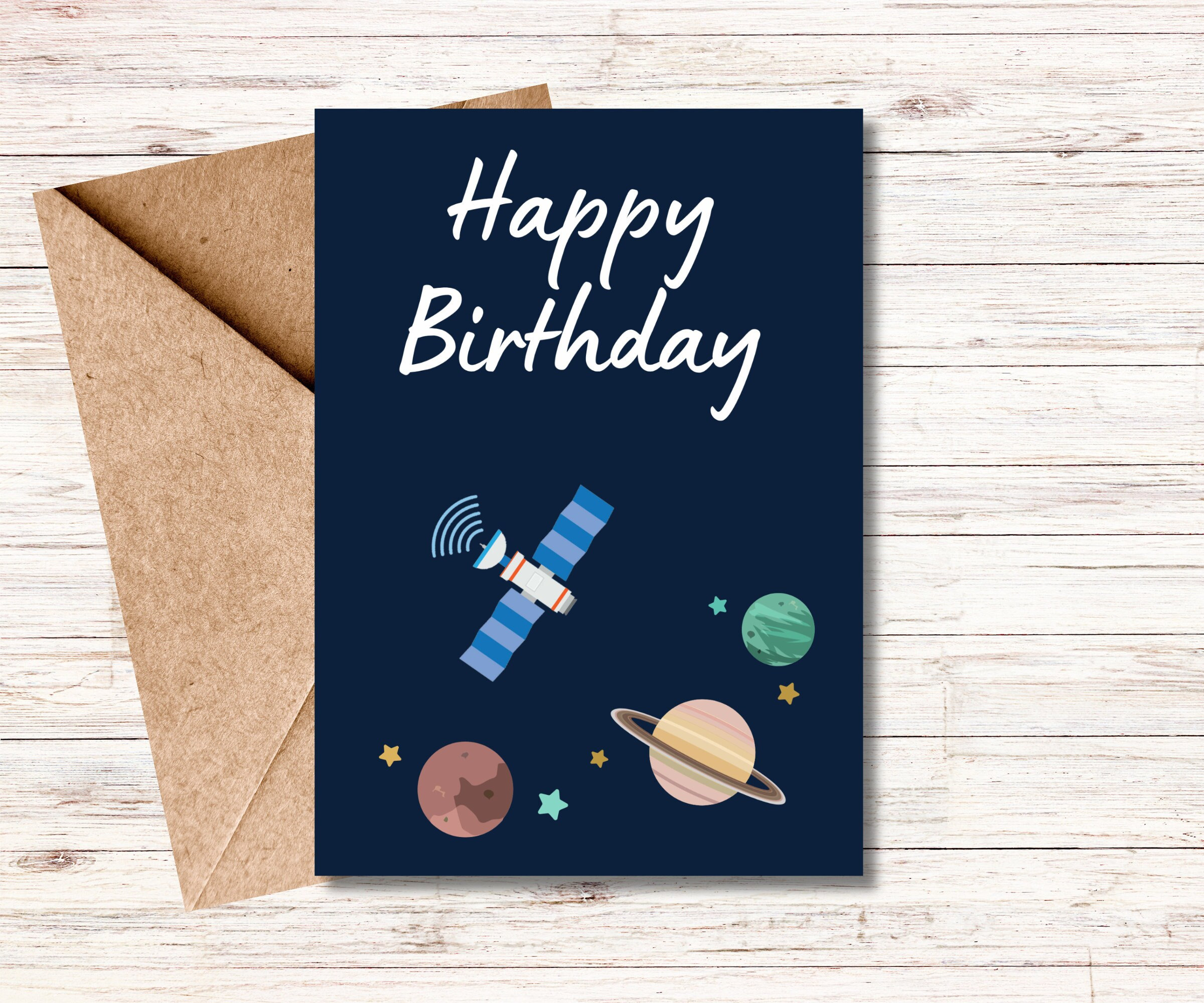 Printable Space Birthday Card, Downloadable Space Birthday Card, Cosmos ...