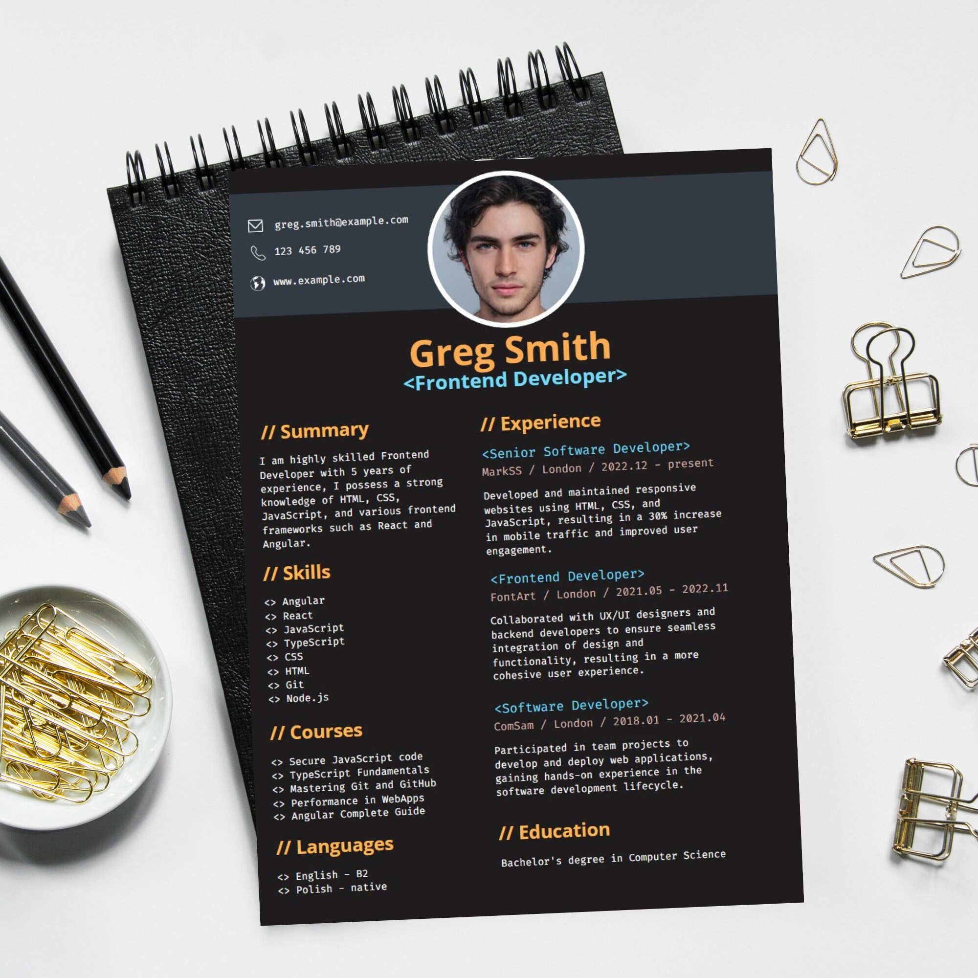 Printable Developer CV Template and Cover Letter - Etsy