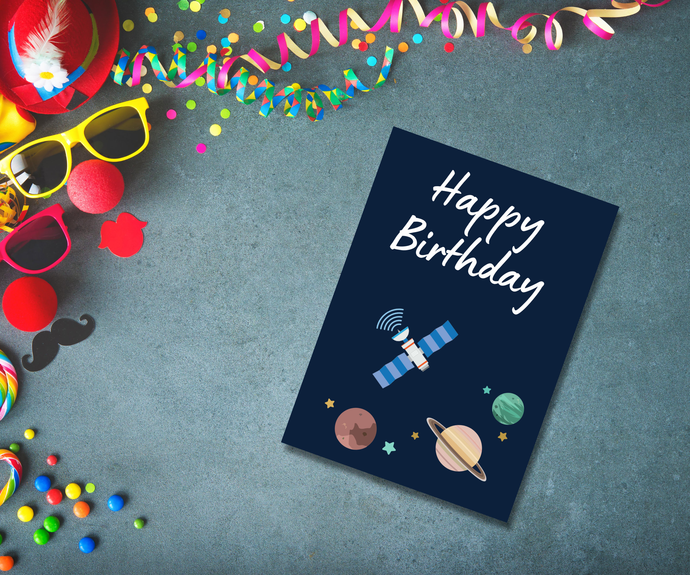 Printable Space Birthday Card, Downloadable Space Birthday Card, Cosmos ...