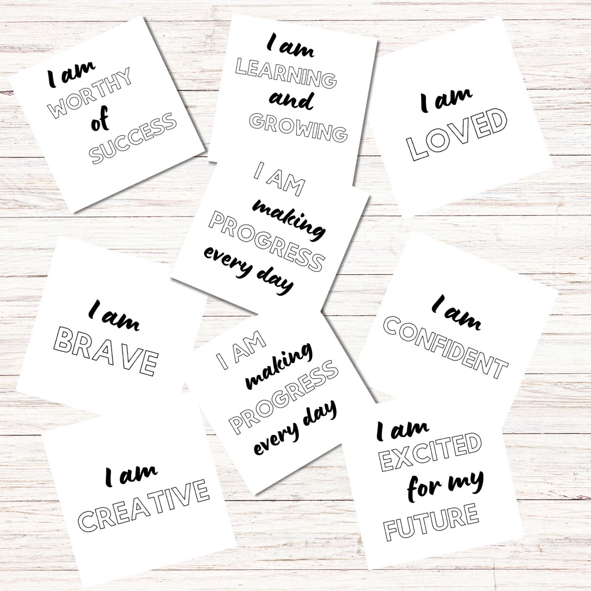 24 Printable Coloring Affirmations Cards - Etsy