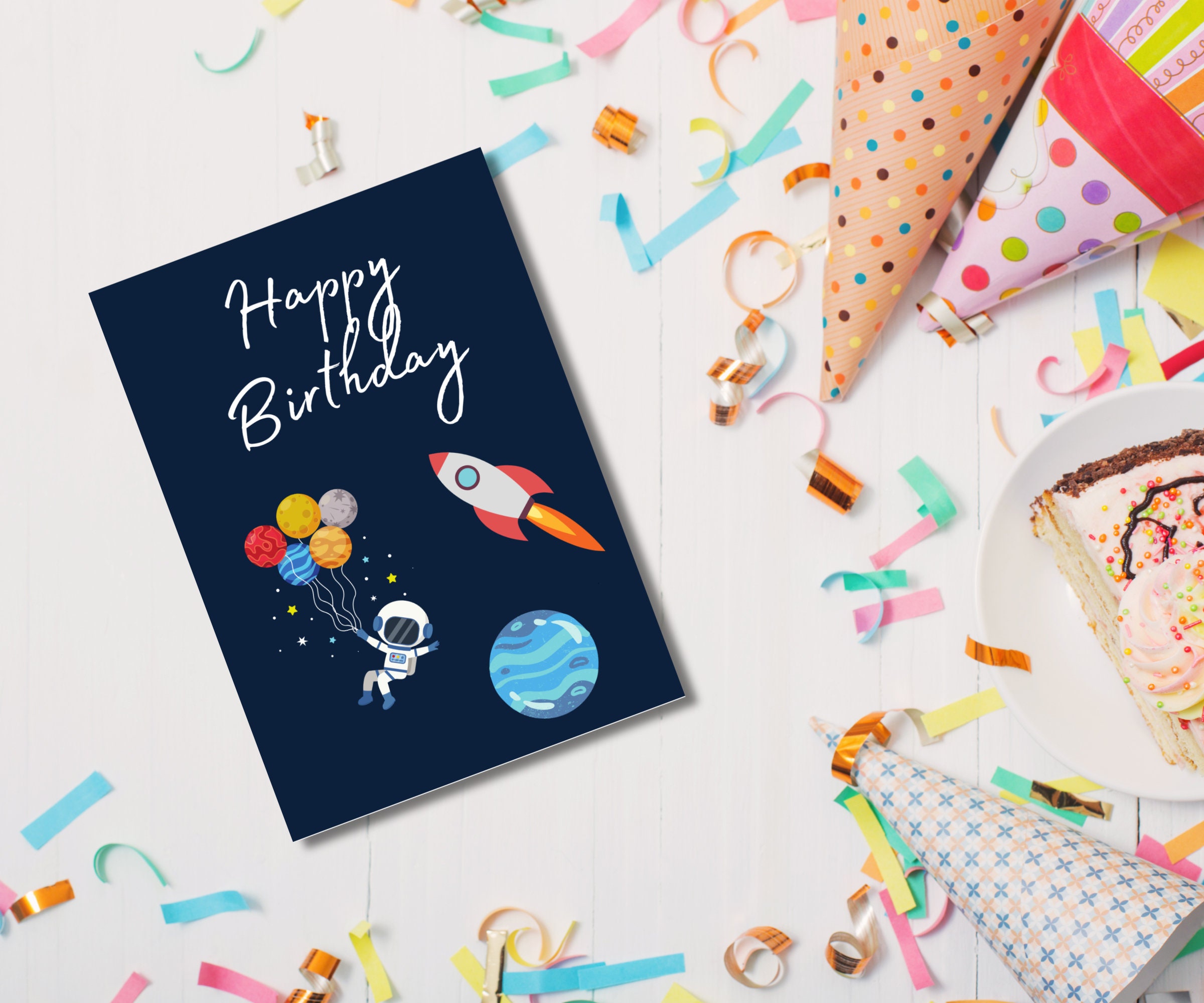 Printable Space Birthday Card, Downloadable Space Birthday Card, Cosmos ...