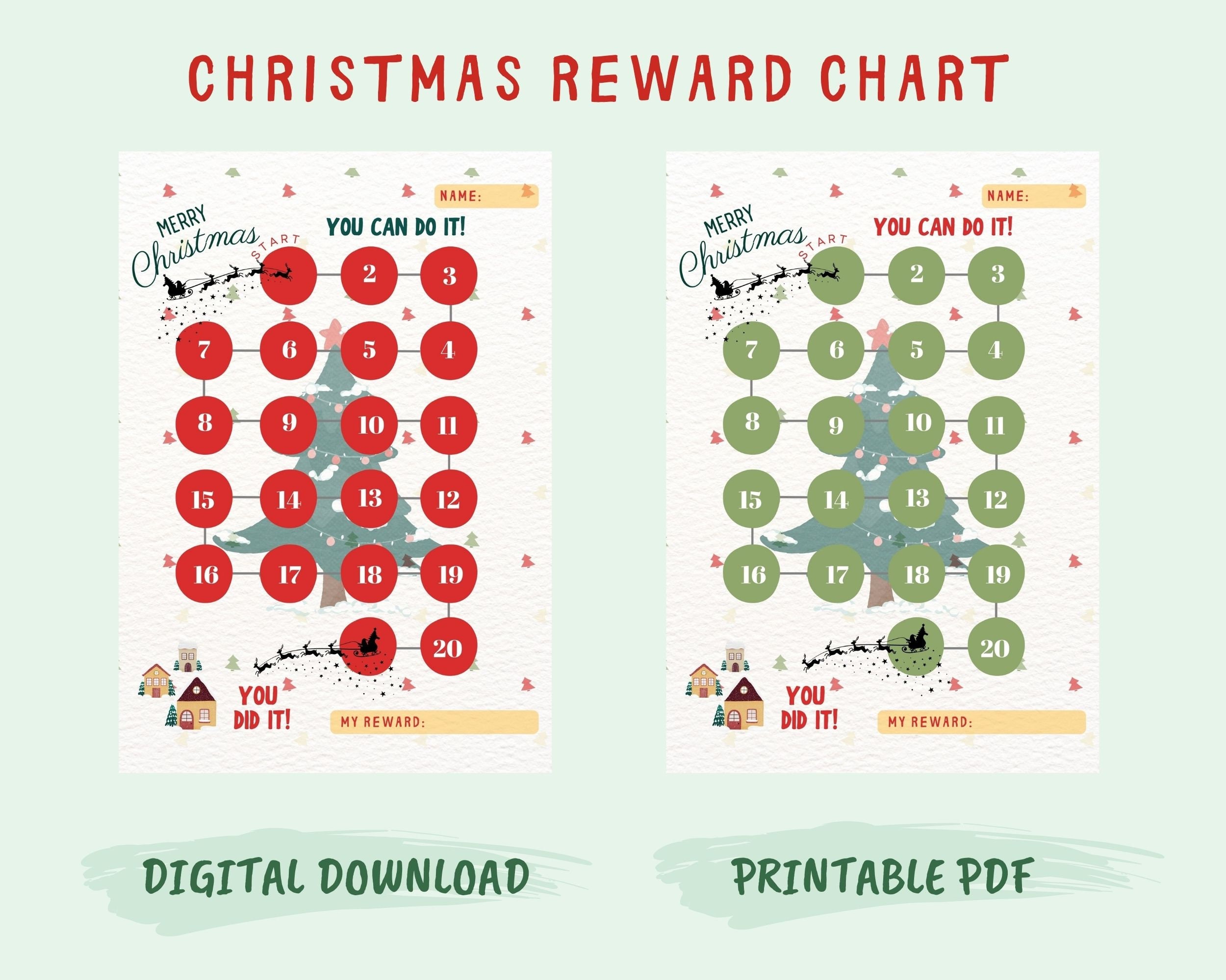 Christmas Reward Chart Kids Reward Chart Toddler Reward - Etsy