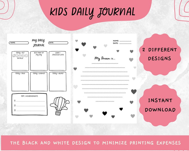 Kids Daily Journal | Printable Kids Journal | DIY Journal Pages | Diary ...