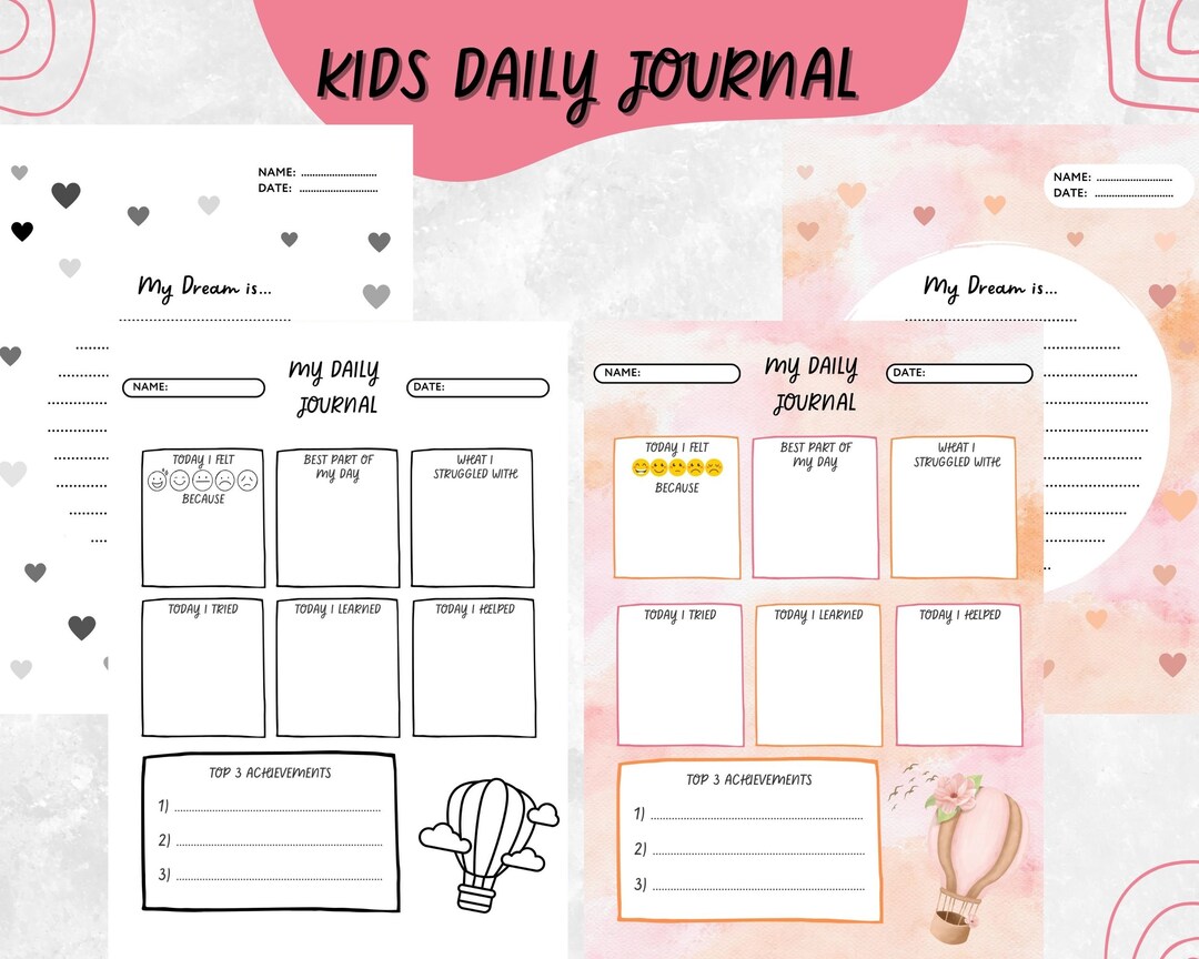 Kids Daily Journal | Printable Kids Journal | DIY Journal Pages | Diary ...