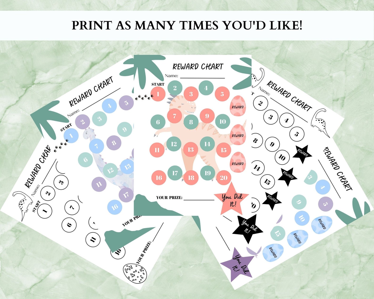 Dinosaur Reward Chart Printable Dinosaur Behavior Chart - Etsy