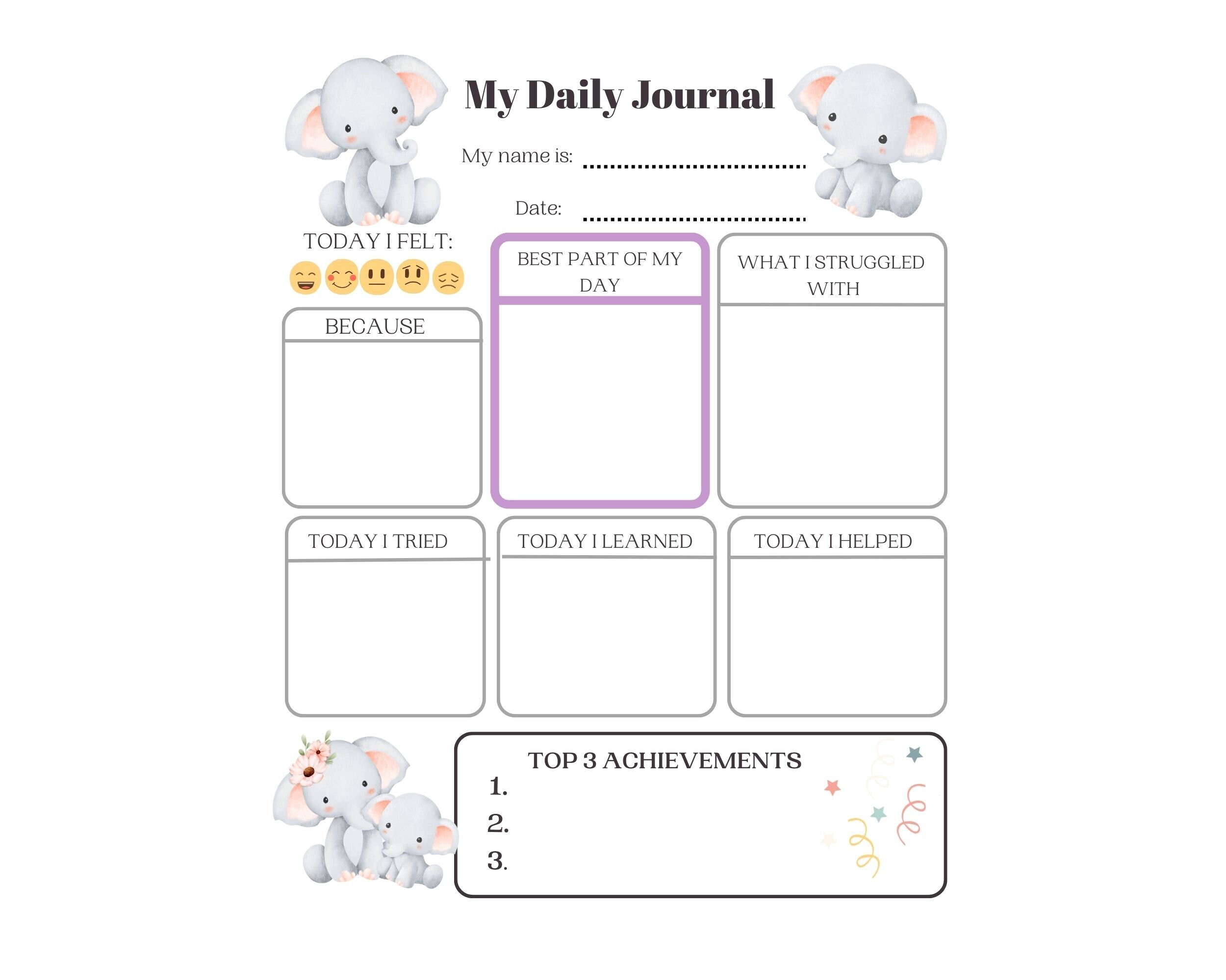 Kids Daily Journal Printable Journal for Kids Diary for - Etsy