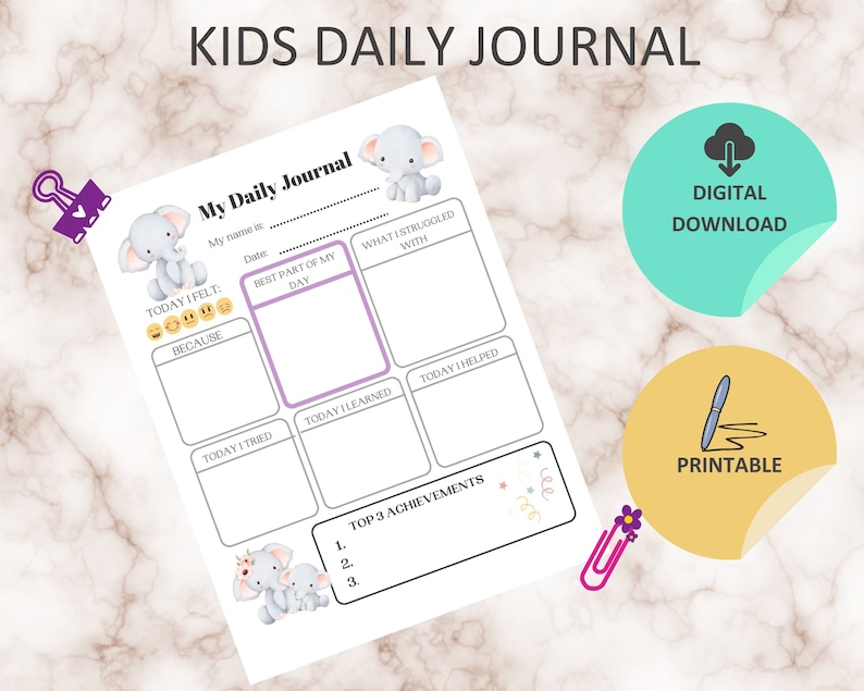 Kids Daily Journal Printable Journal for Kids Diary for - Etsy