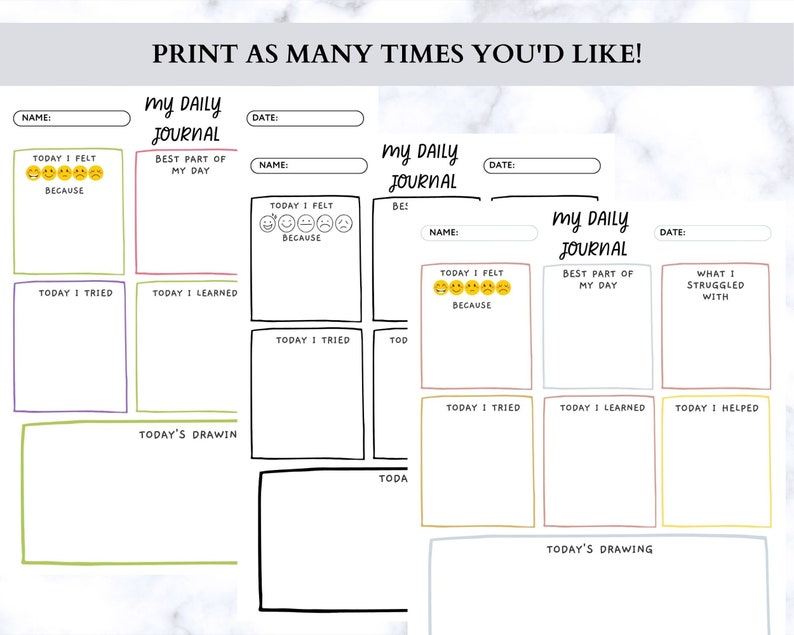 Kids Daily Journal | Printable Kids Journal | DIY Journal Pages | Diary ...