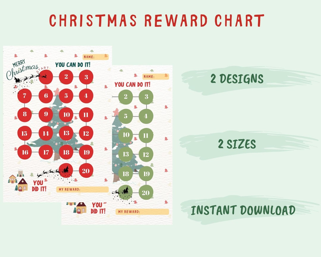 Christmas Reward Chart, Kids Reward Chart, Toddler Reward Chart, Reward ...