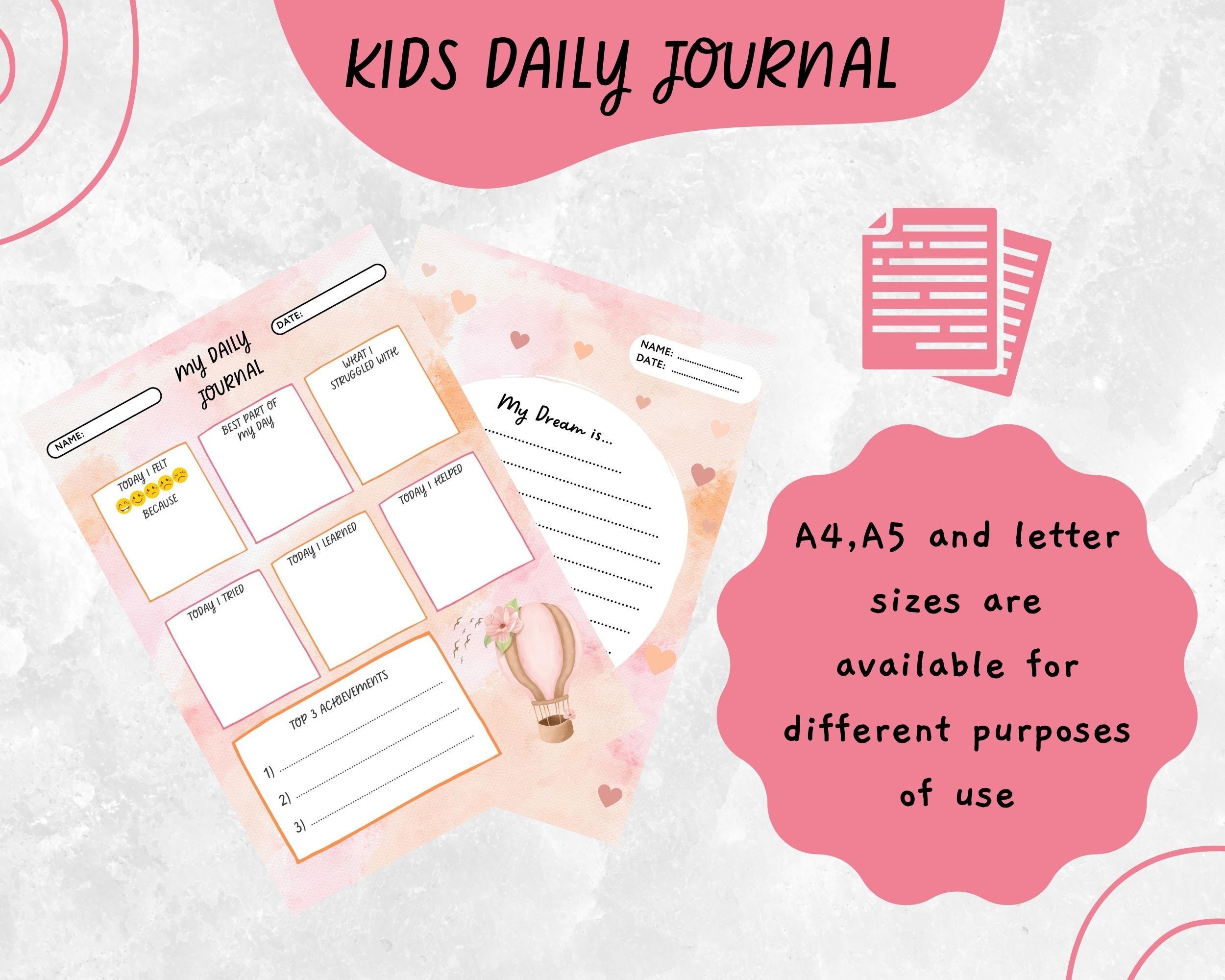 Kids Daily Journal | Printable Kids Journal | DIY Journal Pages | Diary ...