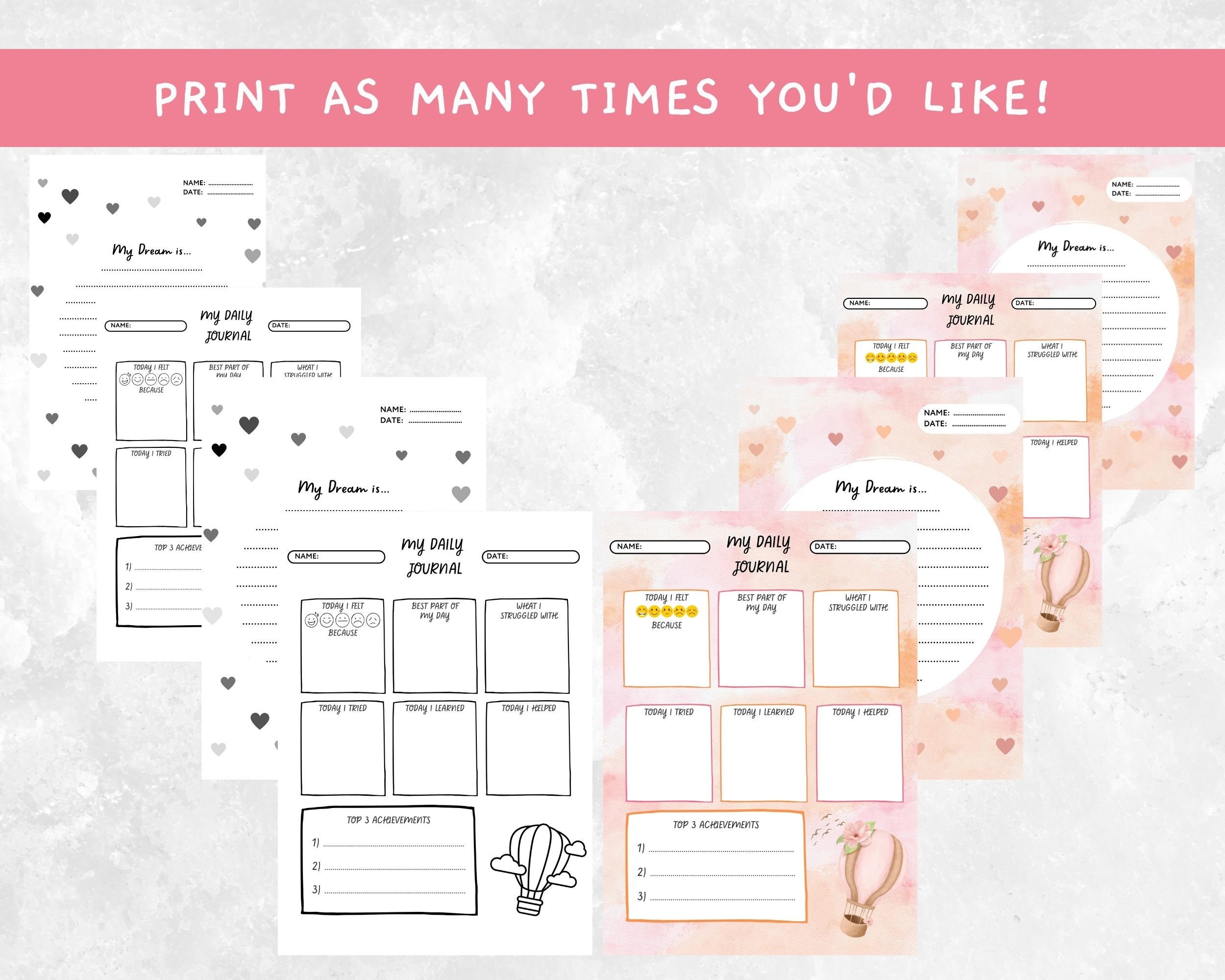 Kids Daily Journal | Printable Kids Journal | DIY Journal Pages | Diary ...