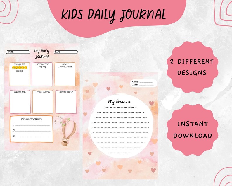 Kids Daily Journal | Printable Kids Journal | DIY Journal Pages | Diary ...