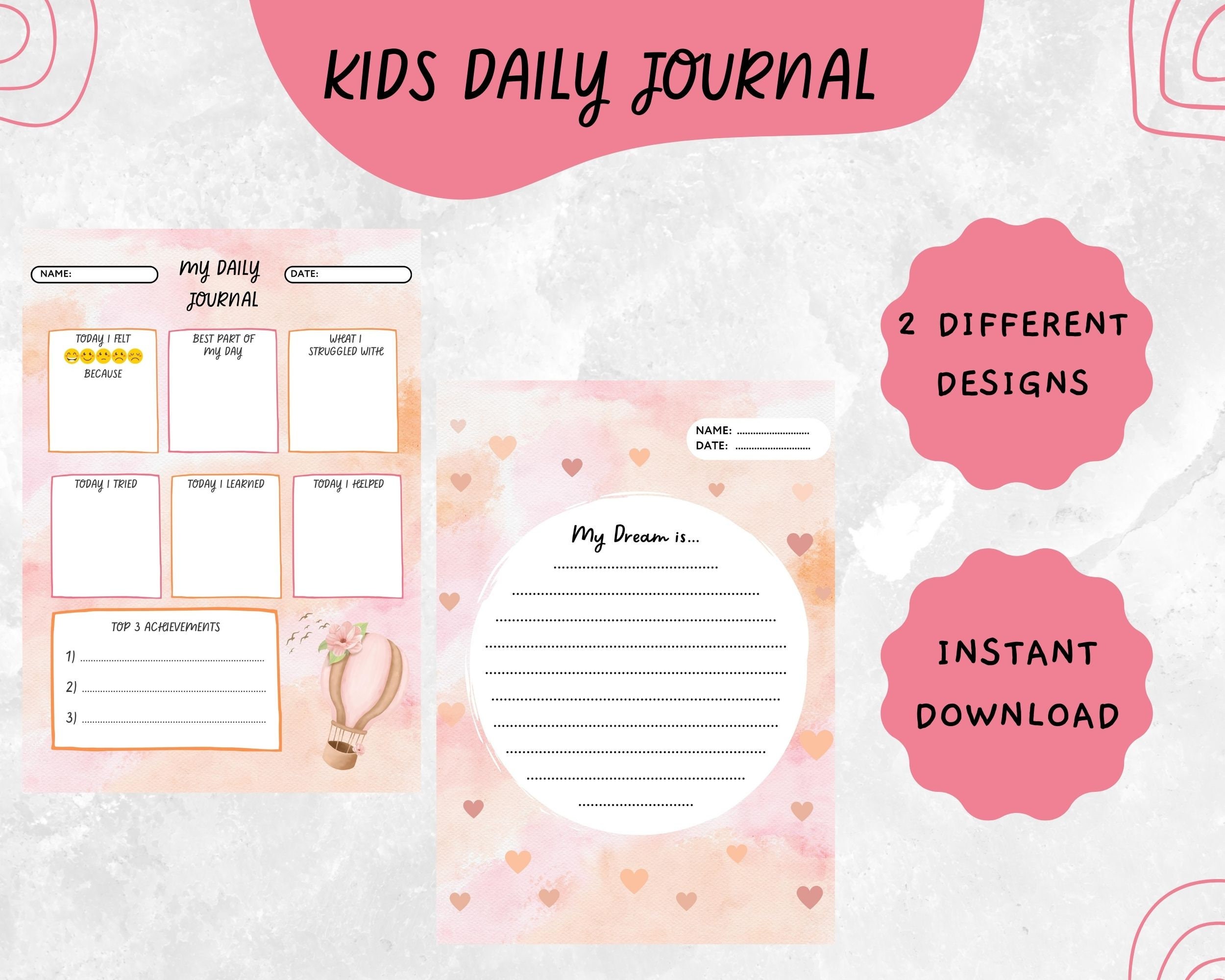 Kids Daily Journal | Printable Kids Journal | DIY Journal Pages | Diary ...