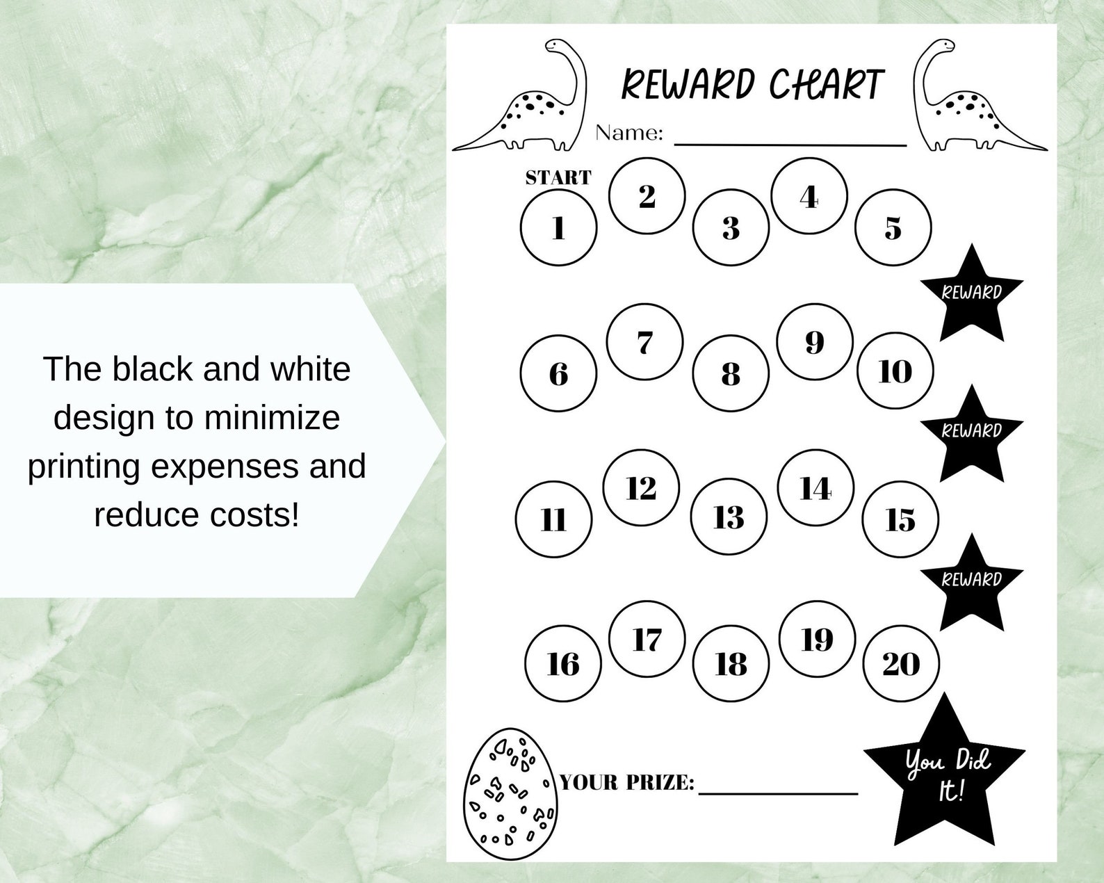 Dinosaur Reward Chart Printable Dinosaur Behavior Chart - Etsy