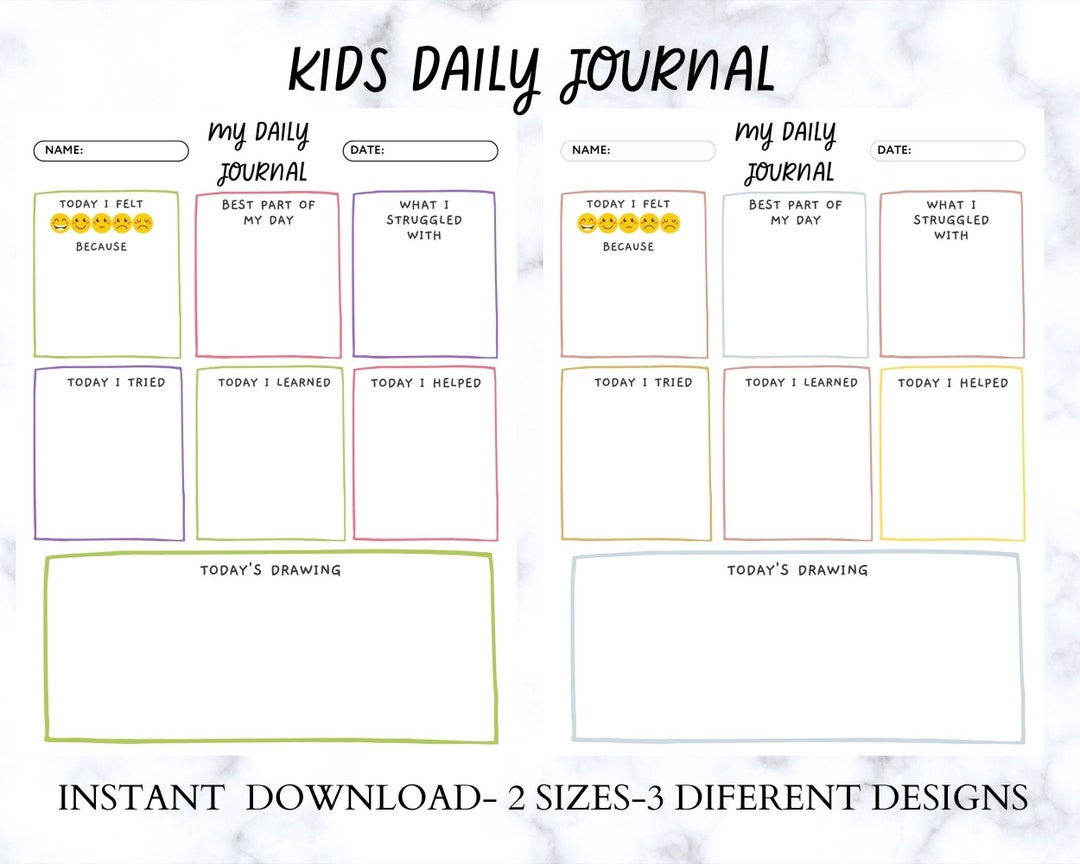 Kids Daily Journal | Printable Kids Journal | DIY Journal Pages | Diary ...
