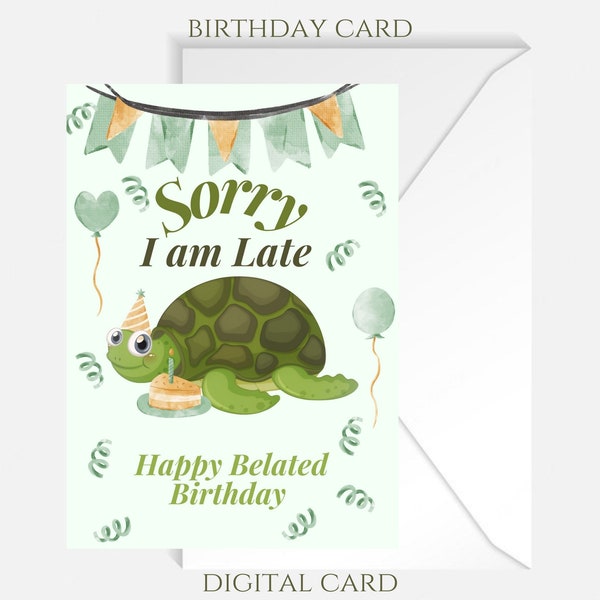 Funny Turtle Birthday Card - Etsy