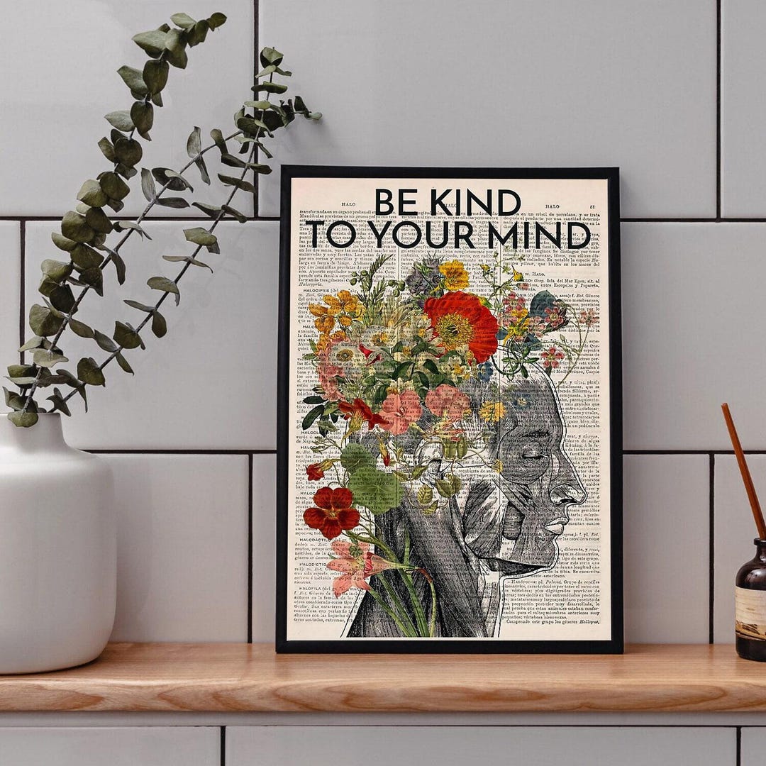 Be Kind to Your Mind Poster: Floral Mental Health Art - Etsy
