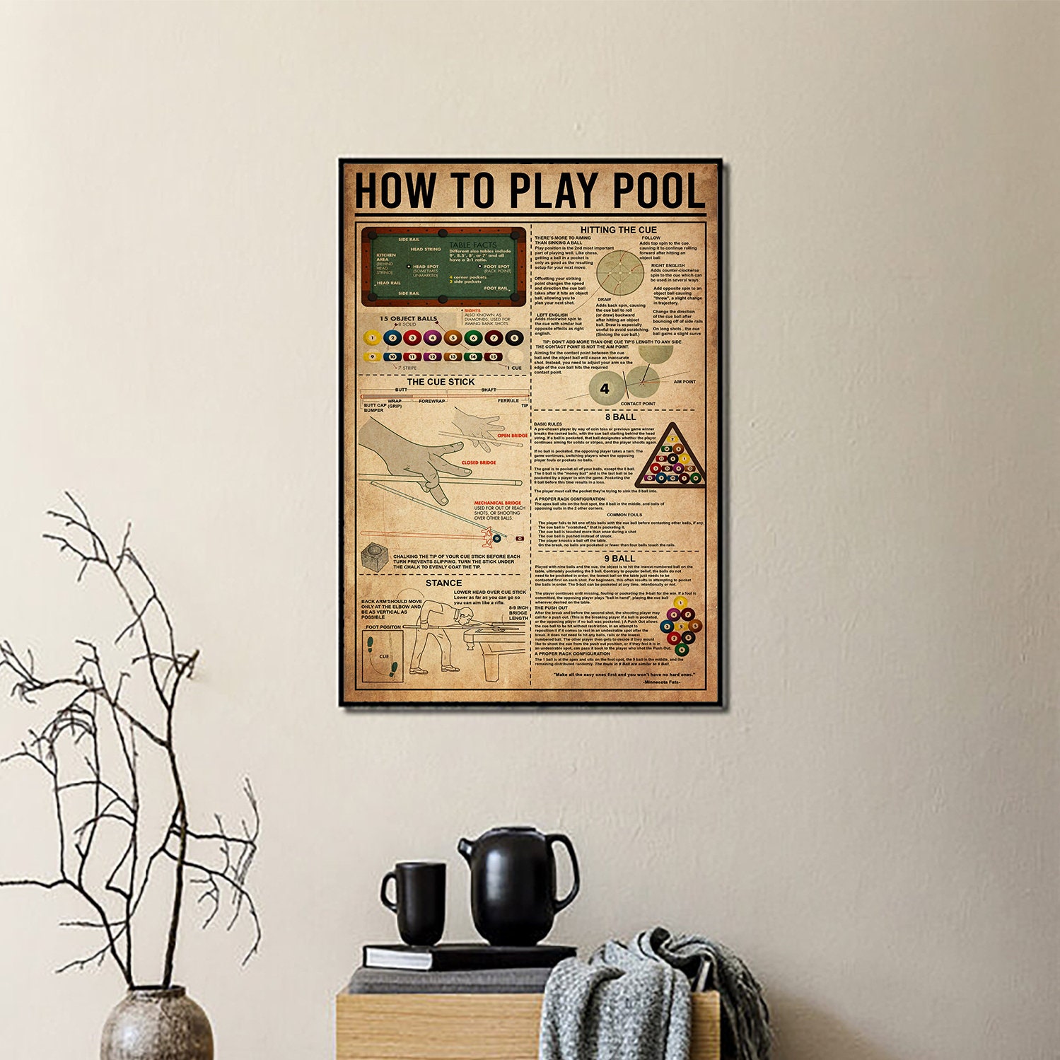 How to Play Pool Poster Pool Poster Billiards Lover Gift - Etsy Australia
