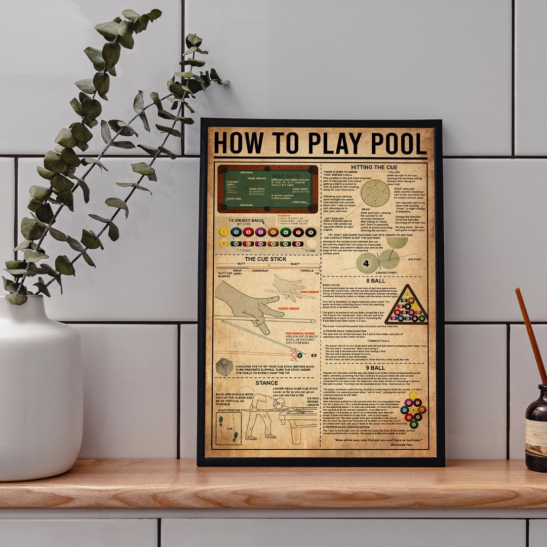 How to Play Pool Poster, Pool Poster, Billiards Lover Gift, Billiards ...