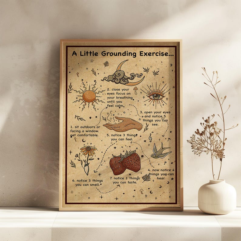 Grounding Technique Poster, Relax Sequence Print, Anxiety Grounding ...