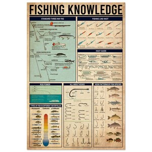 Fishing Knowledge Poster, Hook Patterns by Fish Species Print, Fishing ...