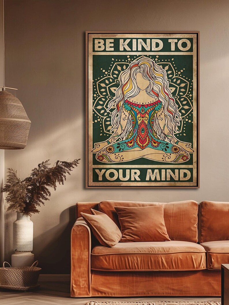 Yoga Room Poster, Be Kind to Your Mind Meditation Poster, Yoga Wall Art ...