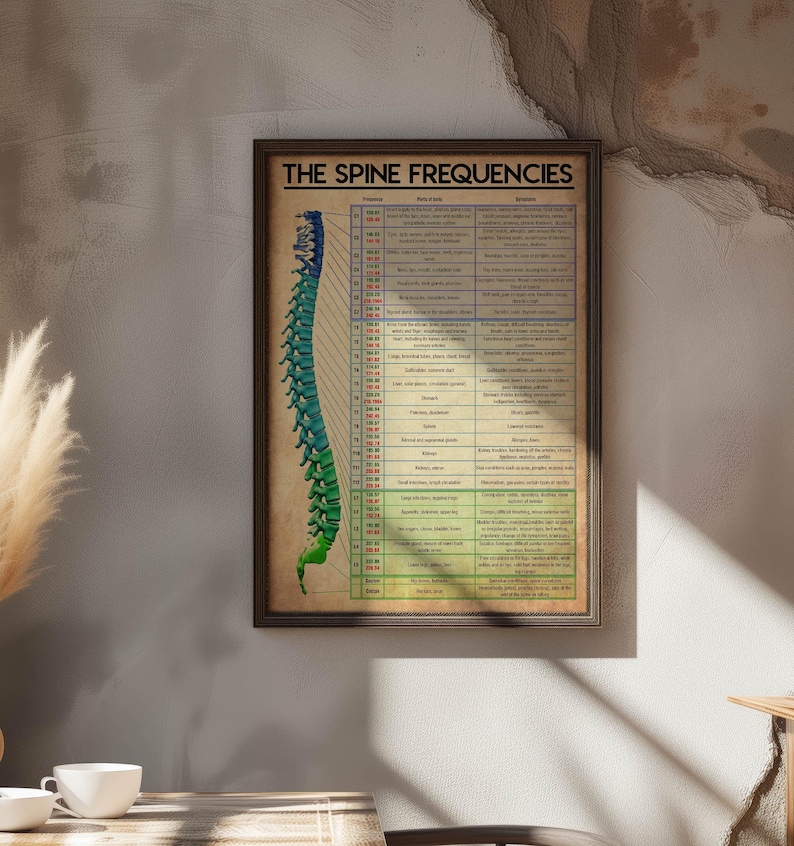Spine Frequencies Poster, Spine Anatomy Poster, Human Spine ...
