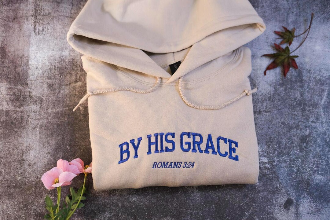 Embroidered by His Grace Hoodie| Embroidered Christian Hoodie Vintage ...
