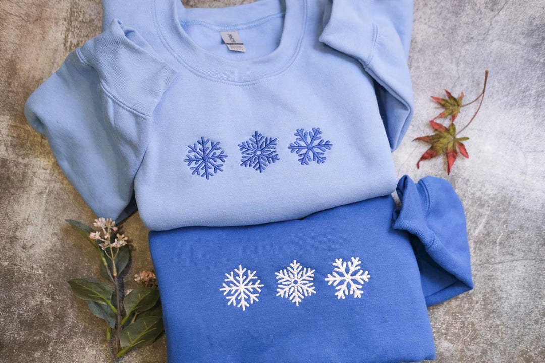 Embroidered Snowflake Sweatshirt, Christmas Sweatshirt, Holiday Party ...