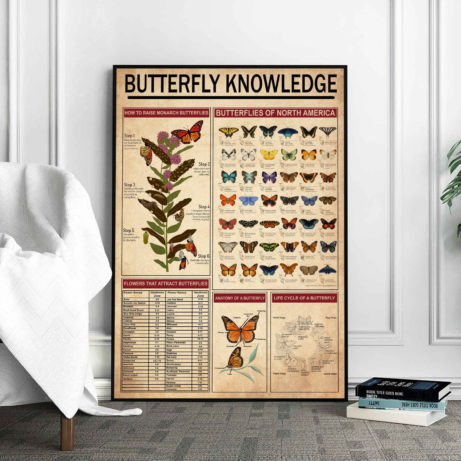 Butterfly Knowledge Poster Butterflies Lover Gift Butterfly - Etsy