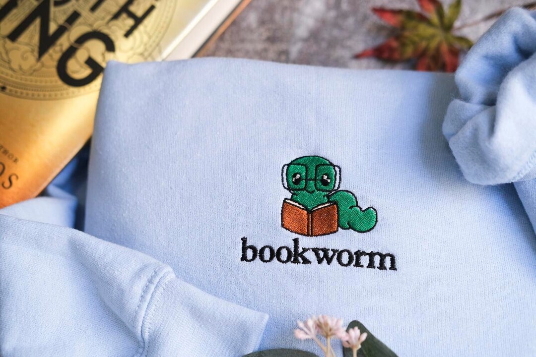 Embroidered Bookworm Sweatshirt, Bookish Sweatshirt, Gift for Book ...