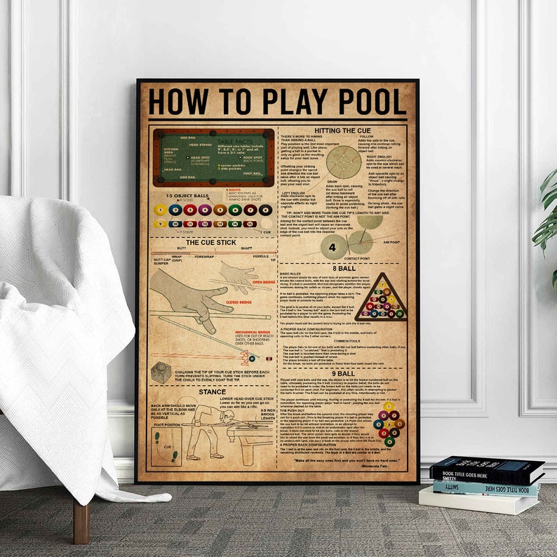 How to Play Pool Poster Pool Poster Billiards Lover Gift - Etsy Australia