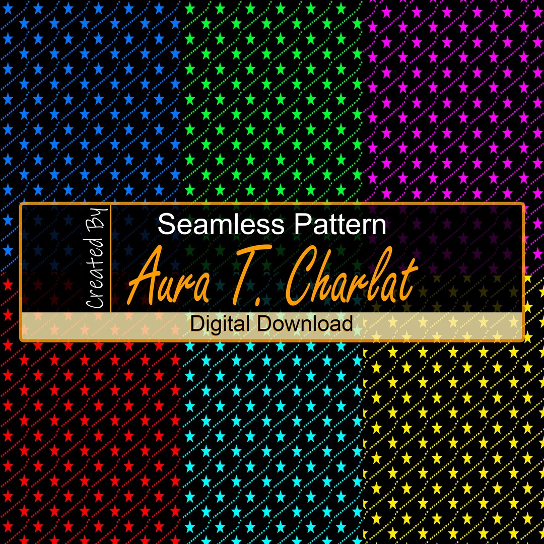 Whimsical Neon Star Seamless Patterns – Set of 6 Vibrant Backgrounds ...