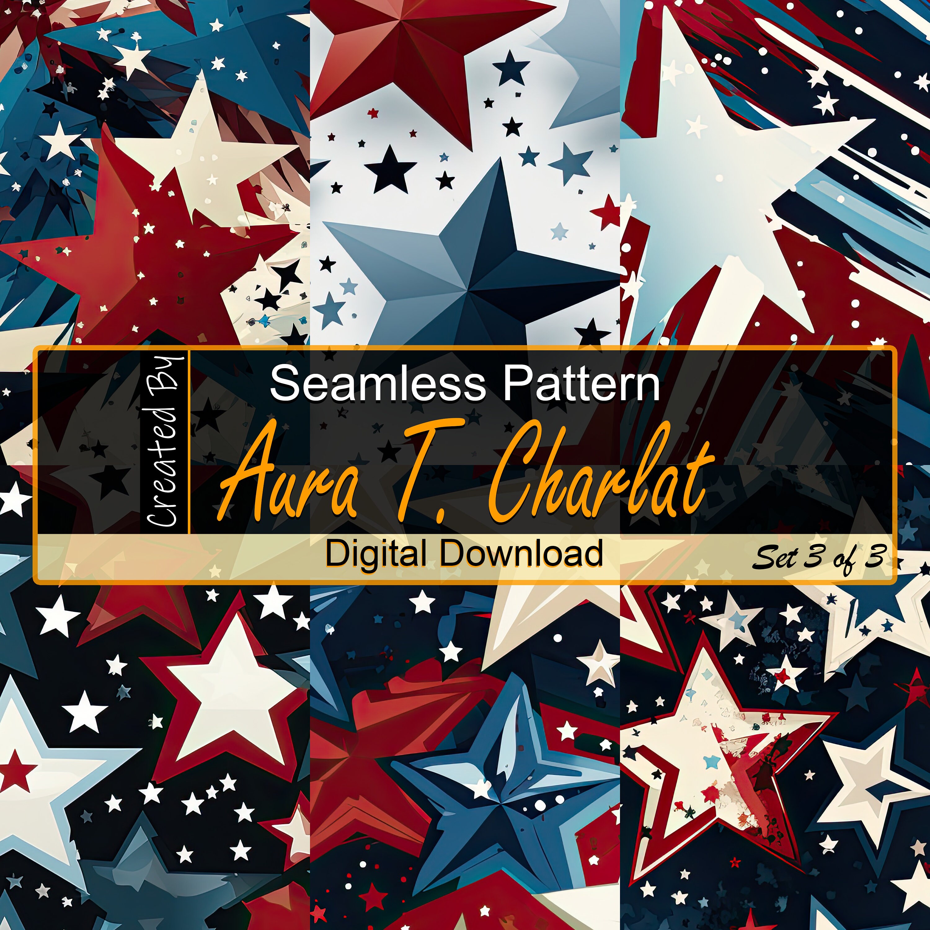 Stars and Stripes Seamless Pattern Collection Vibrant Red - Etsy