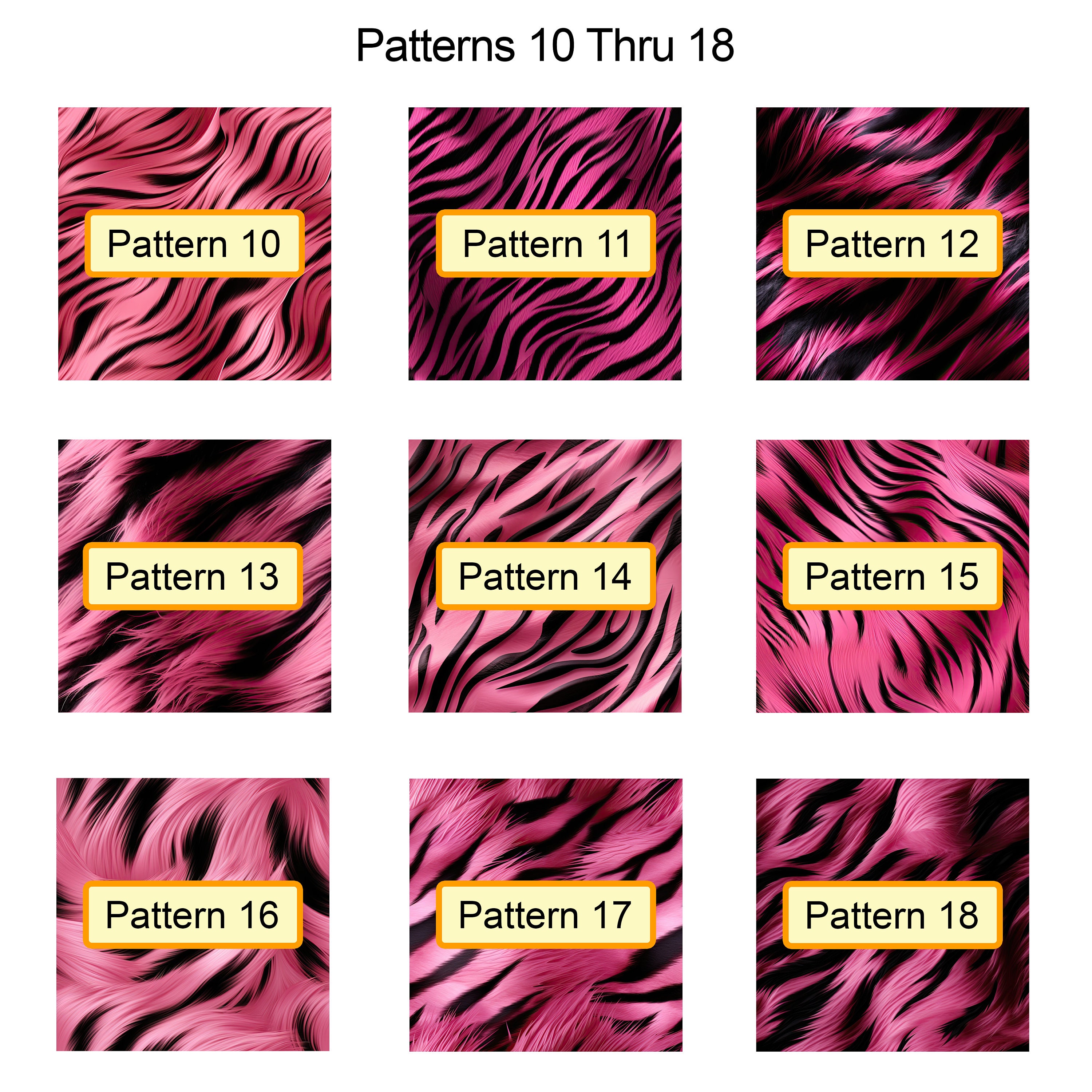 Set of 18 Unique Pink Tiger Stripe Seamless Patterns - High Quality ...