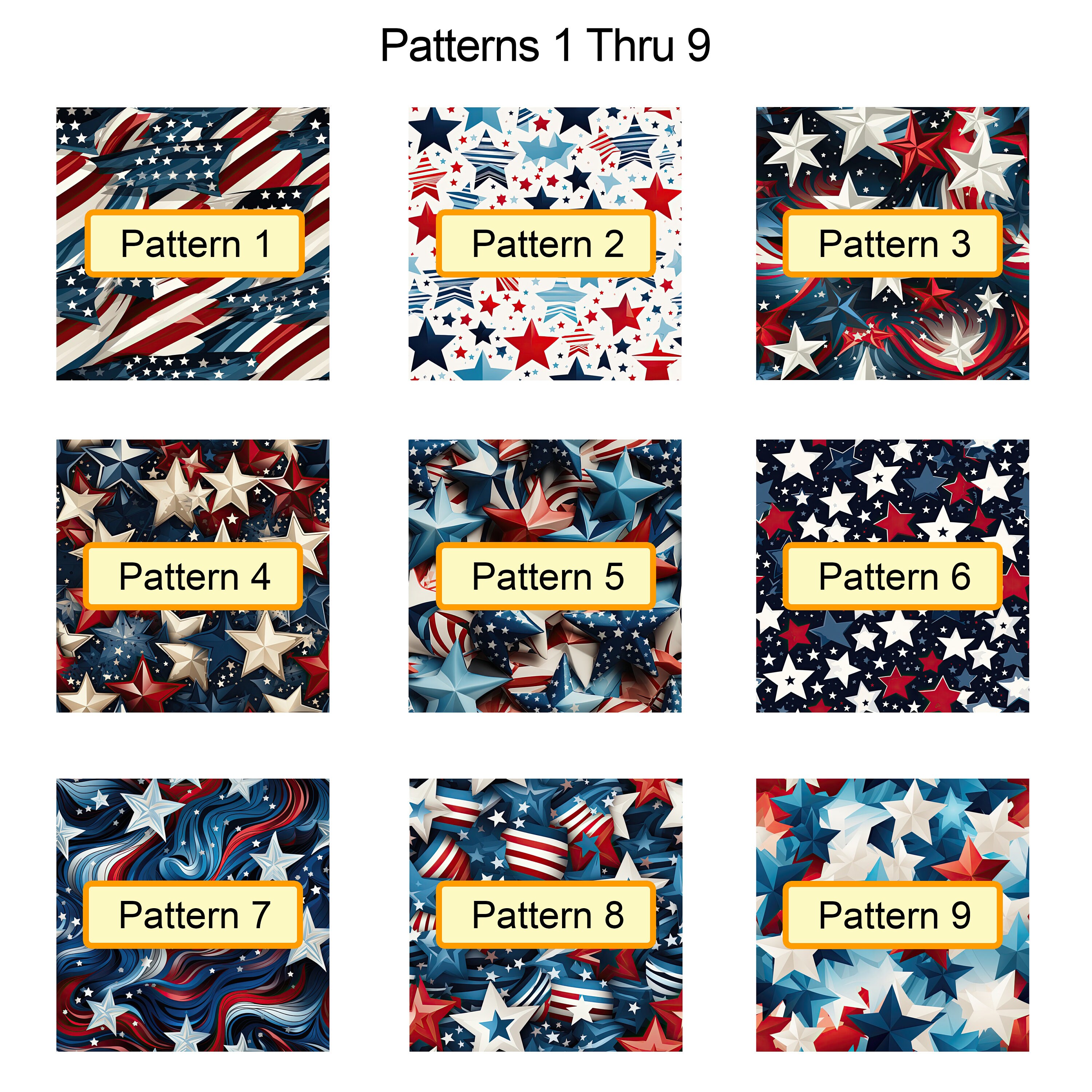 Stars and Stripes Seamless Pattern Collection - Vibrant Red, White, and ...