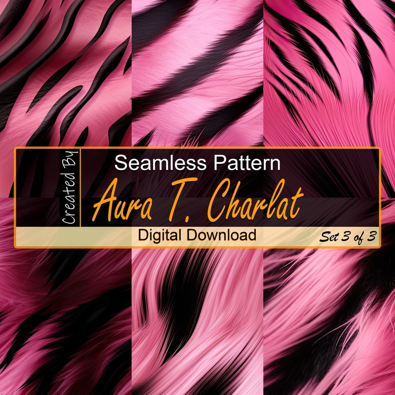 Set of 18 Unique Pink Tiger Stripe Seamless Patterns - High Quality ...