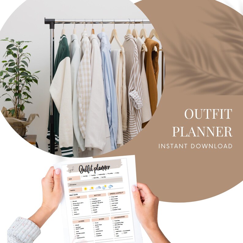 Printable Weekly Outfit Planner | Neutral Aesthetic Wardrobe Organizer ...